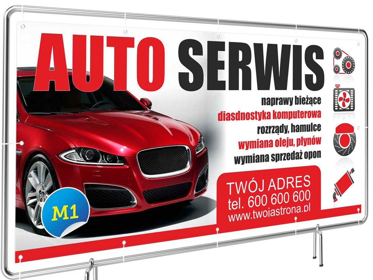 Baner REKLAMA Gotowe Wzory Auto Serwis 1,5x1 • Cena, Opinie - Allegro