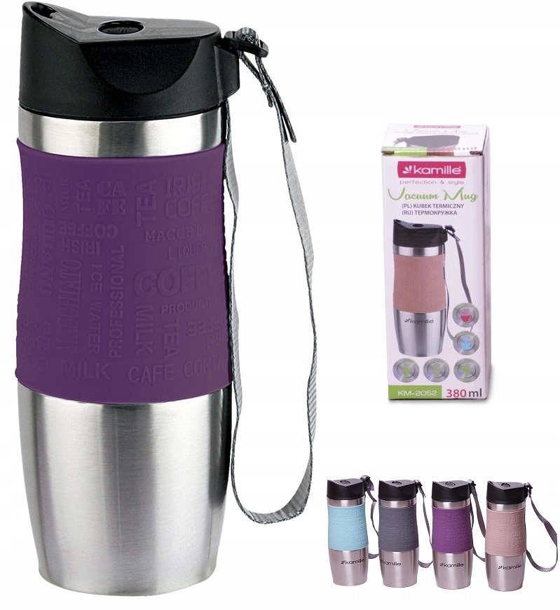 KUBEK TERMICZNY STALOWY TERMOS BIDON DO KAWY HERBATY KAMILLE 380 ml 0,38 l - 5902539654035 ...