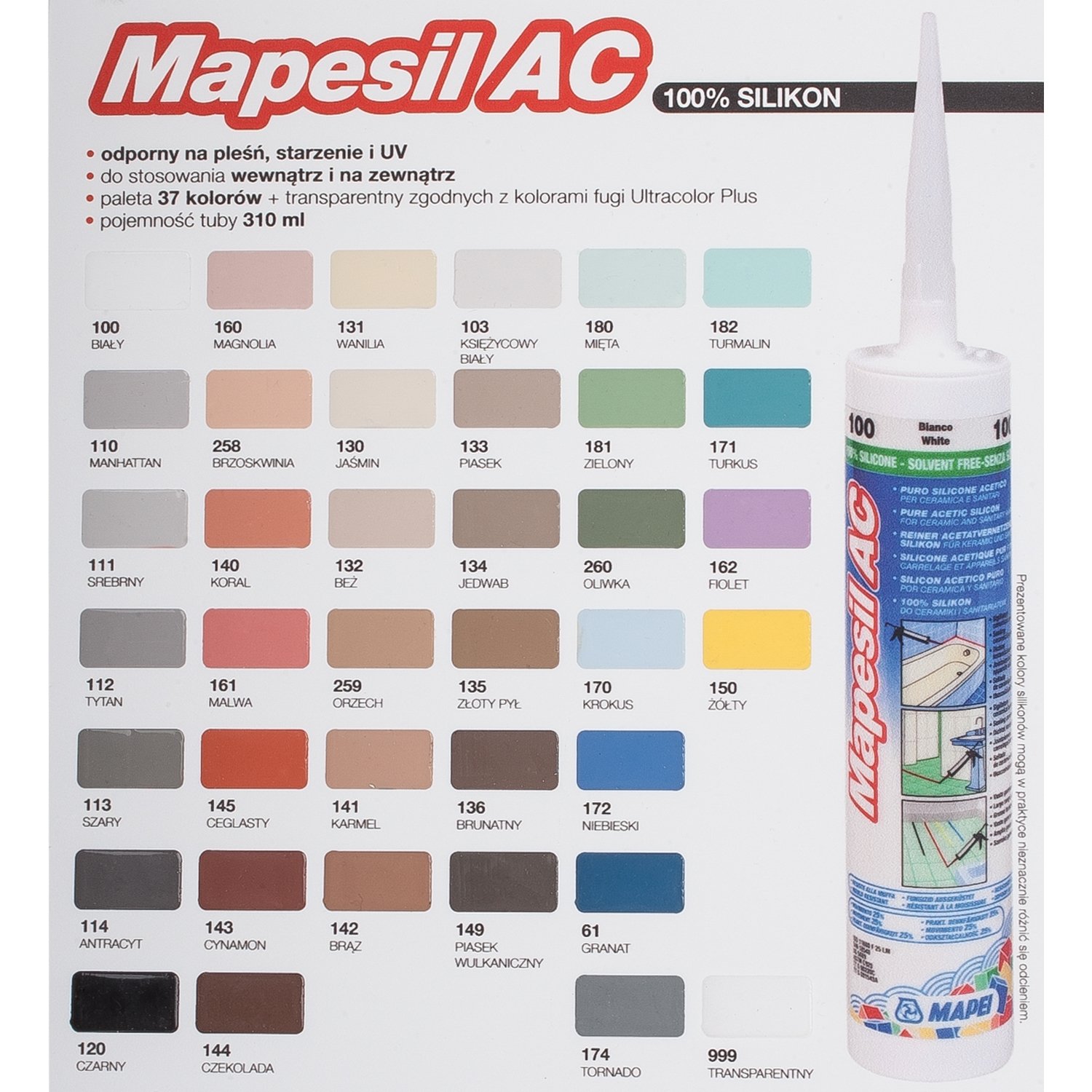 Silikon MAPEI Mapesil AC - biały (100) - 7018543676 - oficjalne ...
