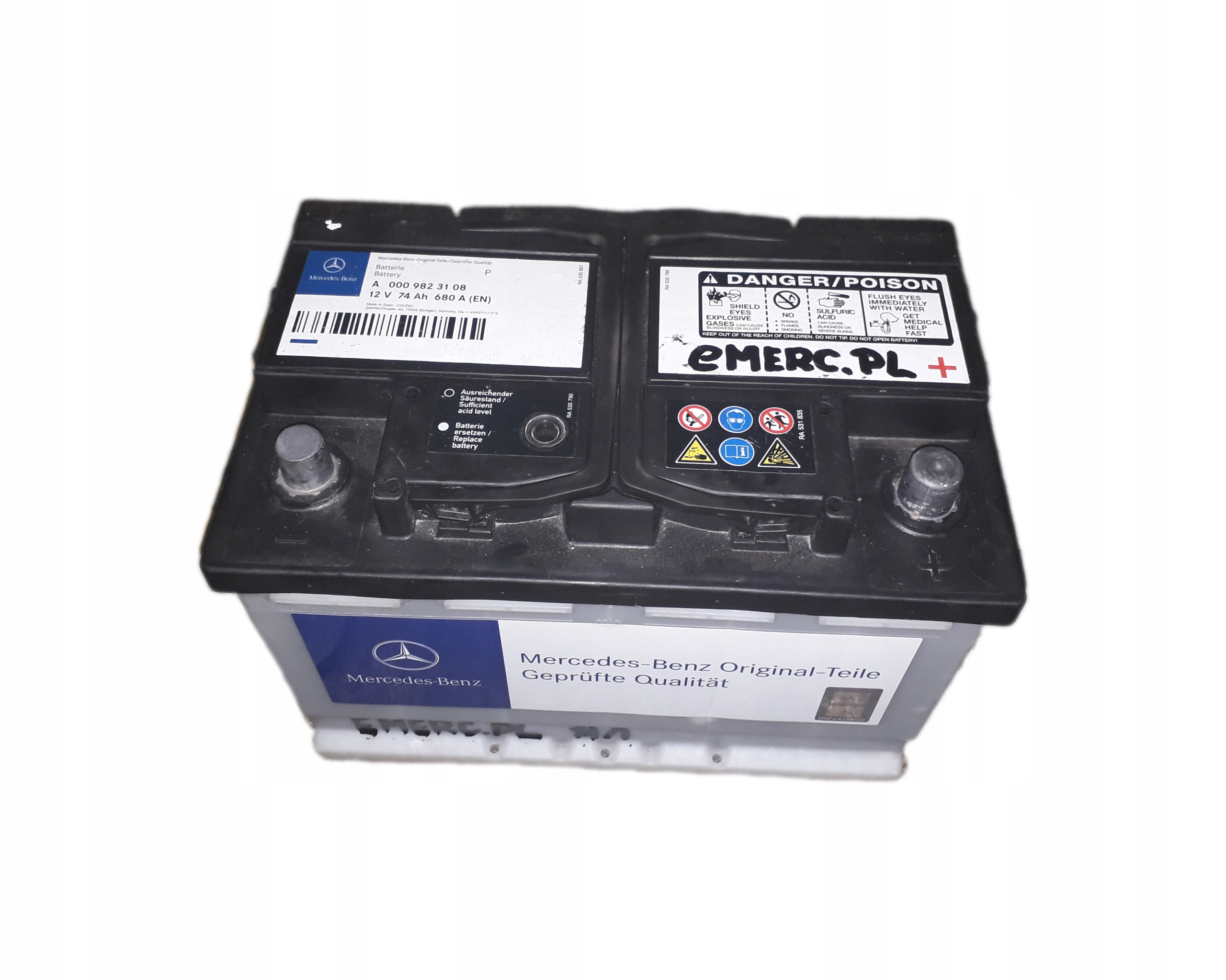 NOWY ORG AKUMULATOR MERCEDES 74Ah 680A A0009823108 - 7718202668 ...