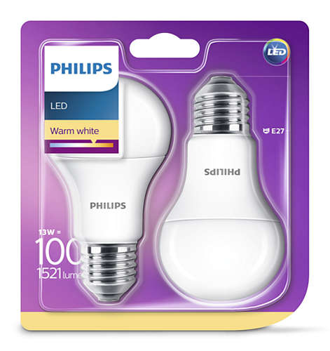 Philips Żarówka LED E27 13W 100W 2700K 1521lm 2szt - 7087896539 - oficjalne archiwum Allegro