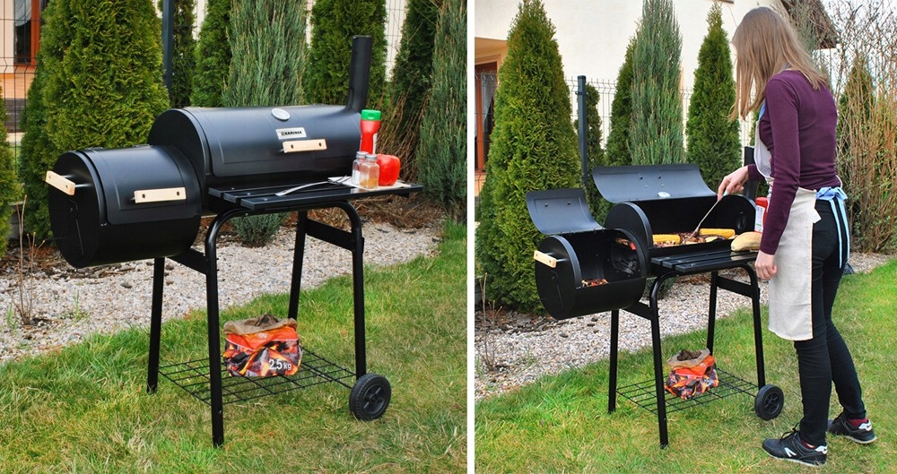 GRILL WĘGLOWY OGRODOWY Z WĘDZARNIĄ WYSOKA JAKOŚĆ - 7424597947 ...