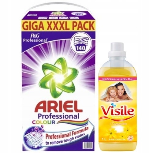 ARIEL 140/9,1KG COLOR PROSZEK + VISILE 1L GRATIS - 7223014740 ...