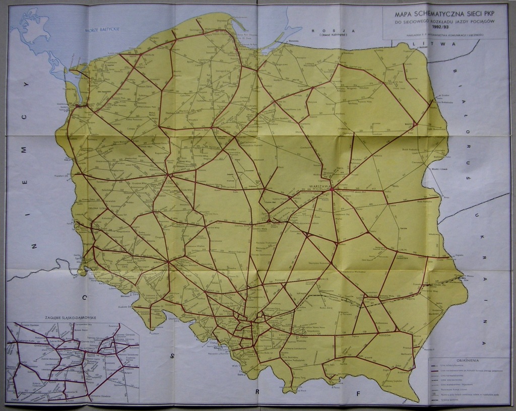 Mapa sieci kolejowej PKP 1992/1993 - 7175895713 - oficjalne archiwum ...