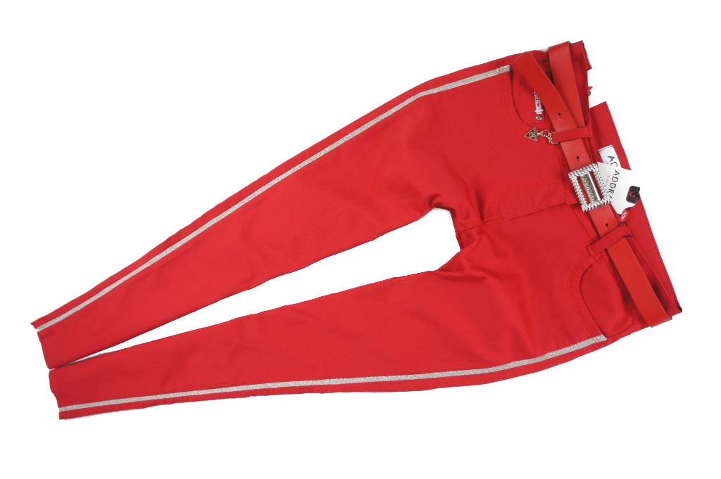 ADORATI CZERWONE SPODNIE JEANS - SREBRO + PASEK 46 - 7247860836 ...
