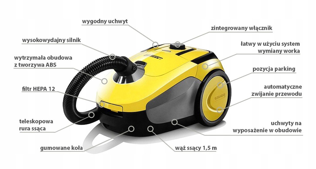 MOCNY ODKURZACZ DOMOWY KARCHER VC2 700W HEPA HOME - 6965312141 - oficjalne archiwum Allegro