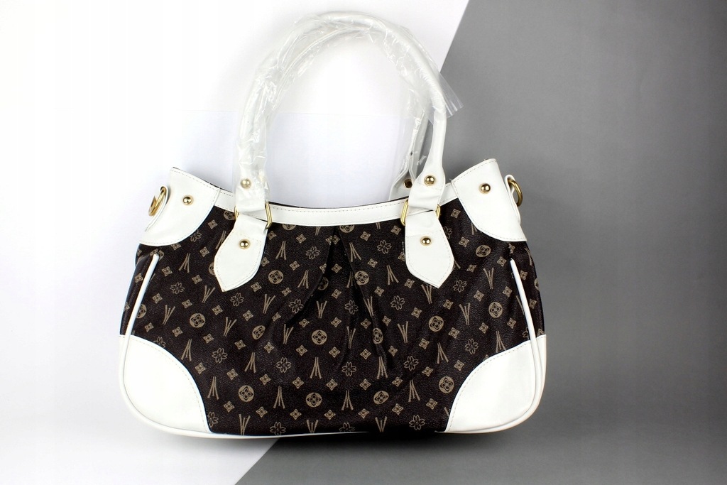 Torebka damska jak LV Louis Vuitton biała brązowa - 7519594470 - oficjalne archiwum Allegro